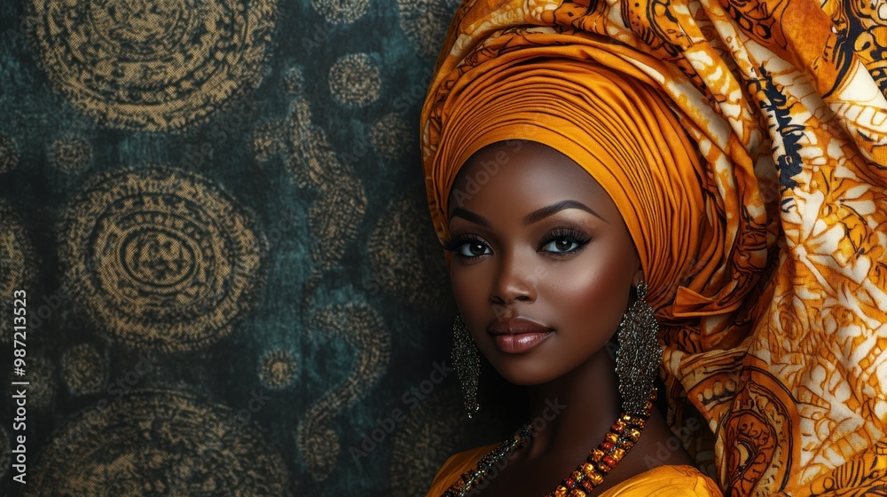 a stunning image of a black woman in traditional african attire ...