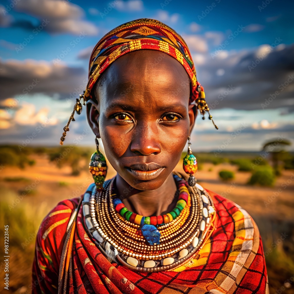 African woman in savana, extreme detailed photography. African ...