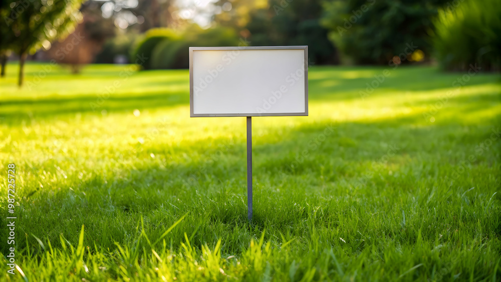 Yard sign on grass with copy space, temporary, blank, yard sign, grass ...