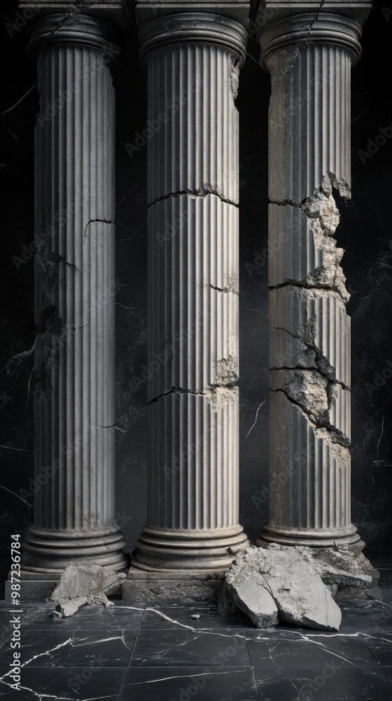 Cracked marble pillars of justice crumbling under the weight of bribery ...