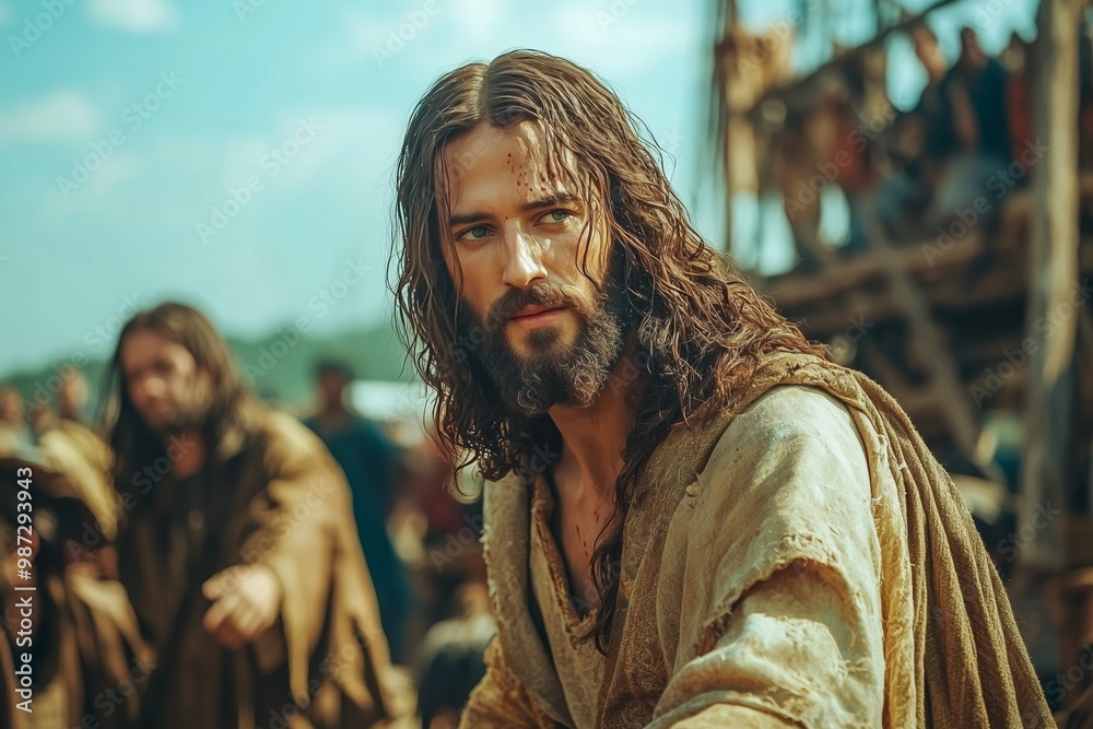 Biblical Scene of Jesus Christ: The Holy Savior and His Disciples in ...