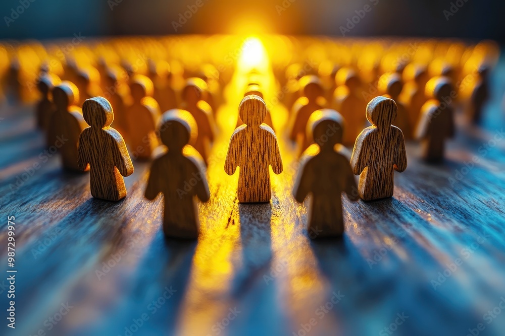 Leading the Way: A lone wooden figure stands illuminated, guiding a ...