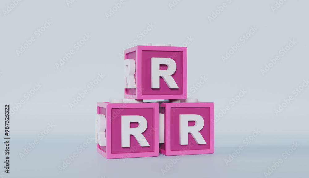 Letter R blocks font, 3d children toys english alphabet Stock ...