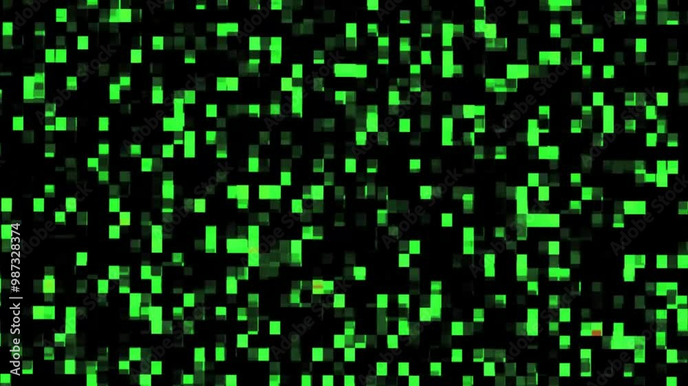 green binary background, abstract digital background with squares pixel animation. cyclic ...