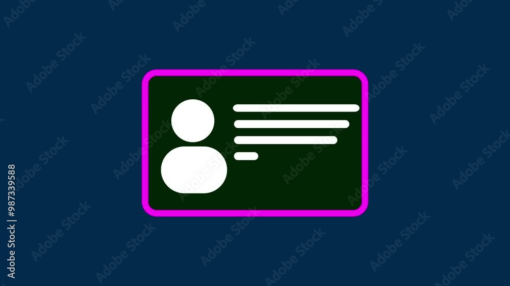 ID Card animation icon. Identification cards outline the sign. Driver's ...
