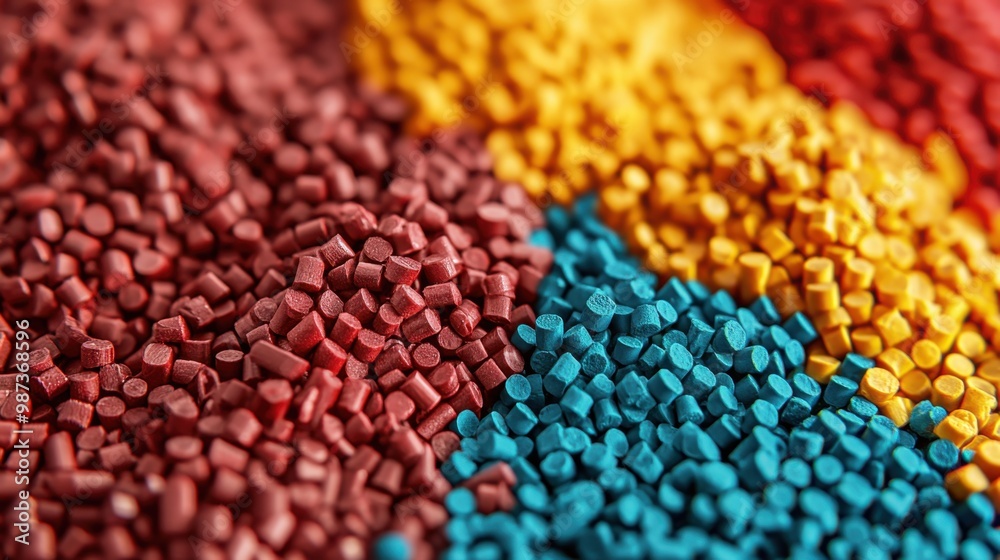 A detailed 3D illustration of plastic pellets showing the raw material ...