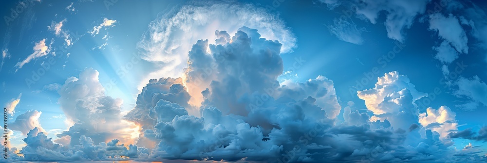 Panorama of a massive mesocyclone weather supercell, which is a pre ...