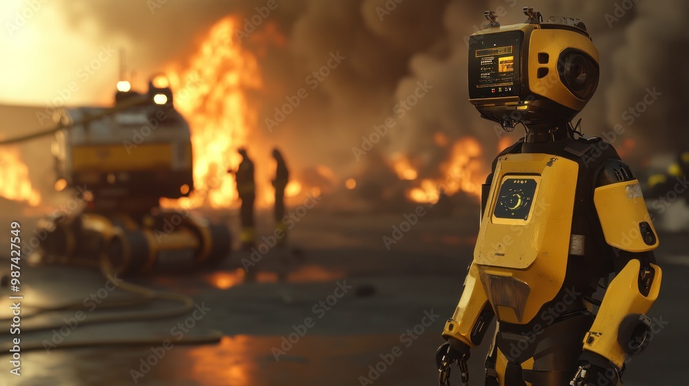 AI-powered robots working alongside firefighters, using autonomous ...