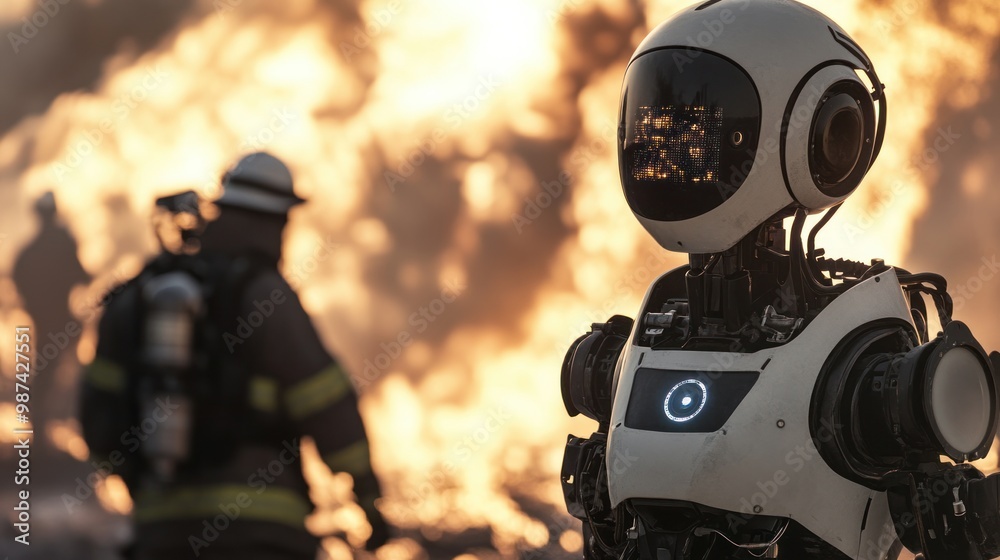 AI-powered robots working alongside firefighters, using autonomous ...