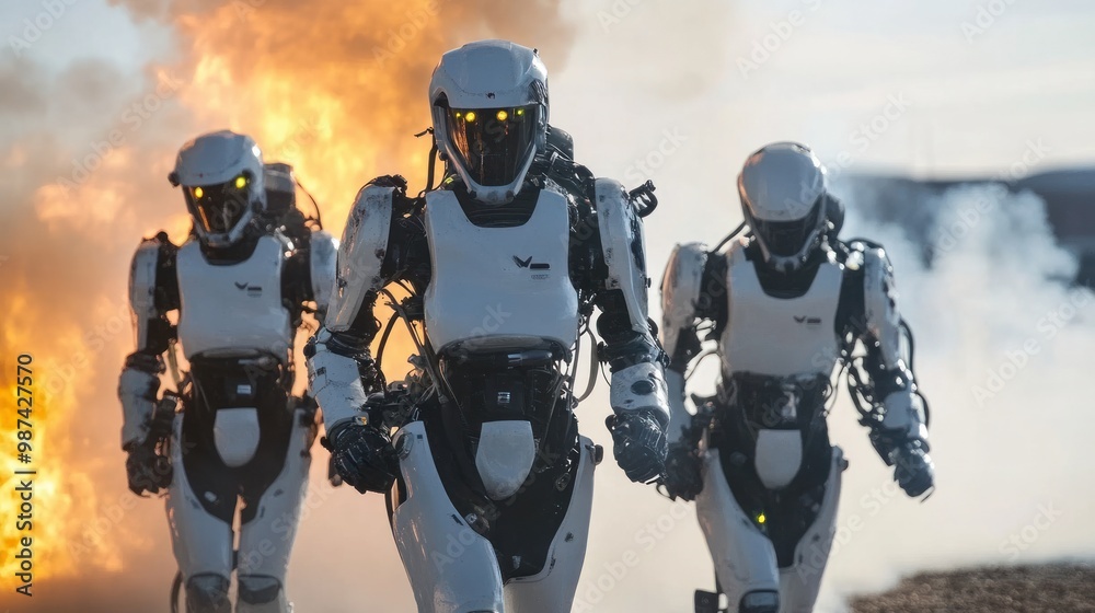 AI-powered robots working alongside firefighters, using autonomous ...