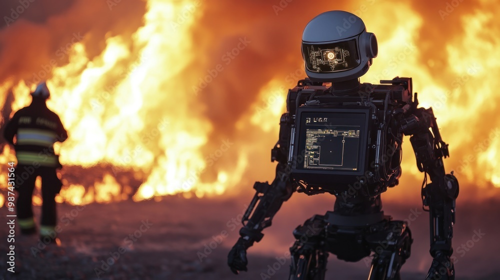 Autonomous robots managing fire rescue operations, working with ...