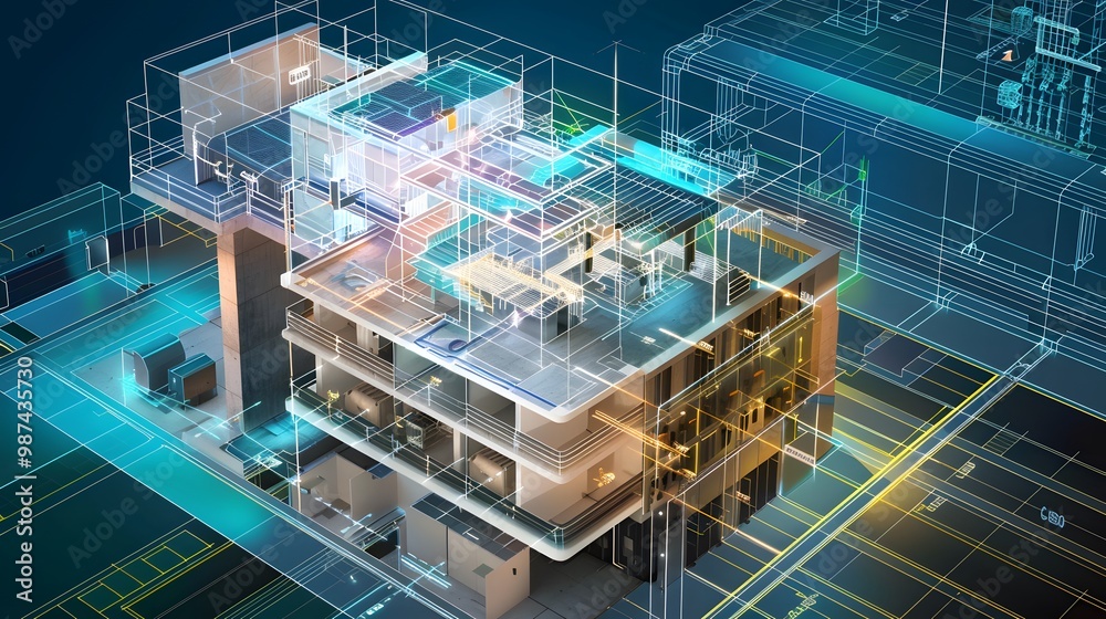 LOD (Level of Detail) Management: A technical blueprint displaying the ...