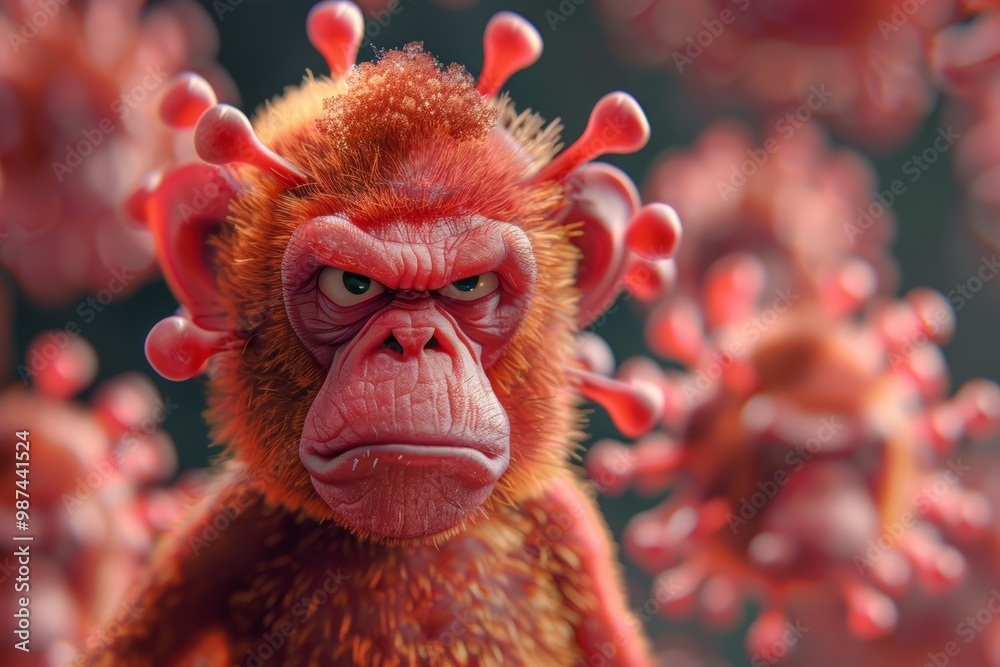 Striking illustration of monkey head deterrent pandemics. Creative art ...