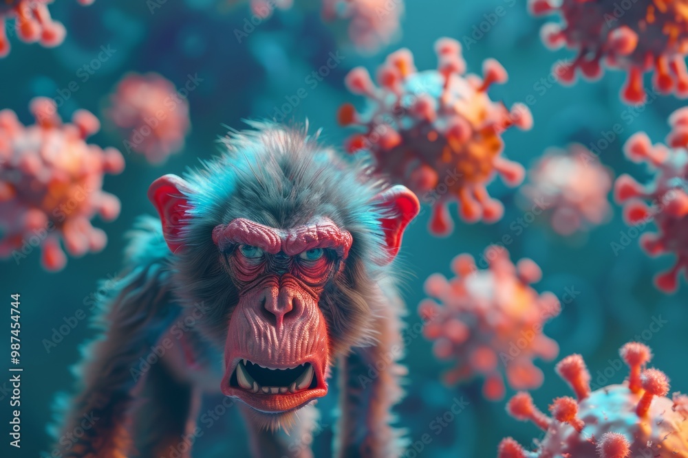 Angry monkey head symbolizing viral danger fearsome expression ...
