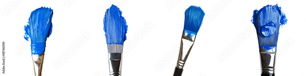 set of Blue paint brush broken, blue brush, blue paint, brush part ...