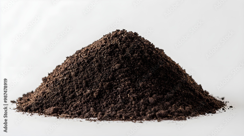 3D illustration of organic compost with rich, dark soil texture ...
