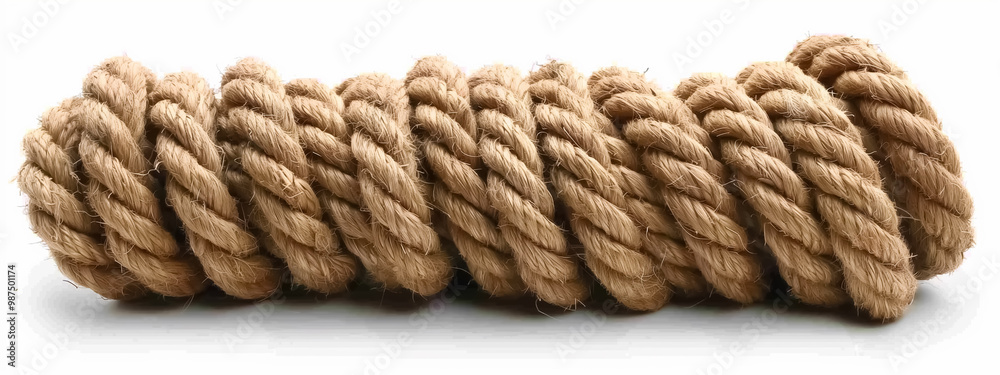 A photograph of jute ropes in various sizes and weights on a white ...