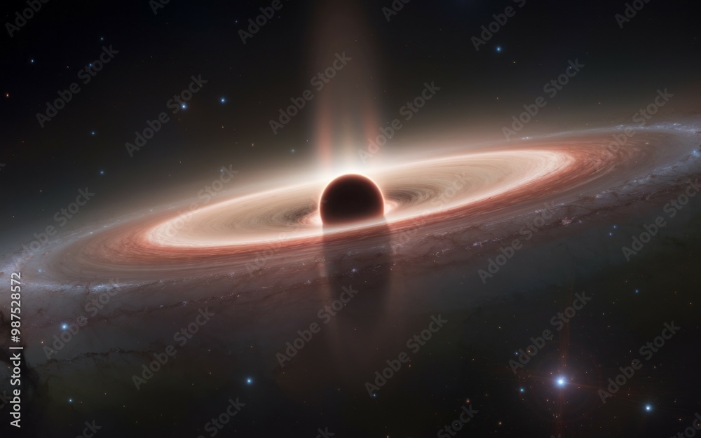 Black hole accretion disk. Accretion disk around a supermassive black hole, showcasing the ...