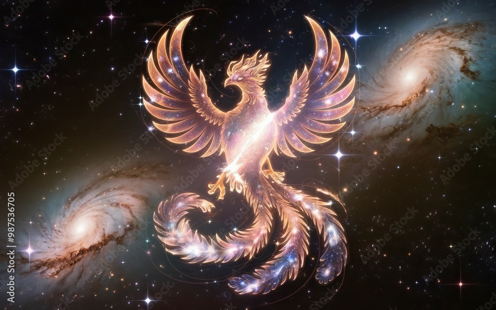 Phoenix galaxy. A mythical phoenix bird created from the stars and ...