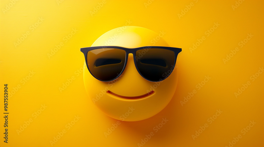 Face with sunglasses emoji – cool yellow face wearing dark sunglasses ...