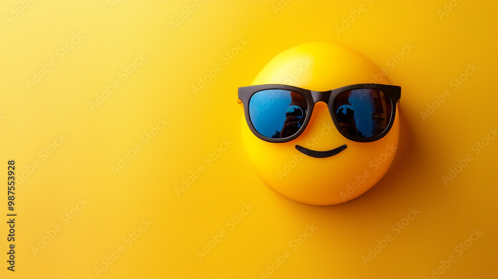 Face with sunglasses emoji – cool yellow face wearing dark sunglasses ...