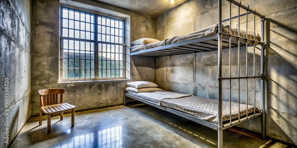 The cell's concrete walls and ceilings were unadorned, while the metal ...