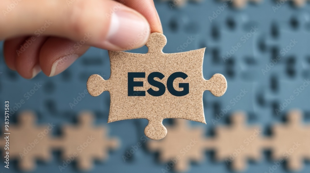 Jigsaw Piece Labeled ESG Connecting Corporate Governance Symbols ...