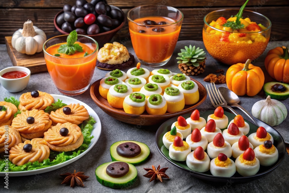 Spooky-ooky Halloween potluck spread featuring witches' brew punch ...