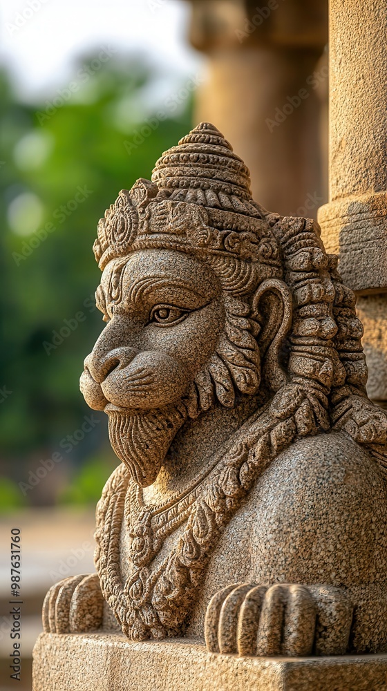 Vishnu in his Narasimha form, depicted in traditional stone carvings ...