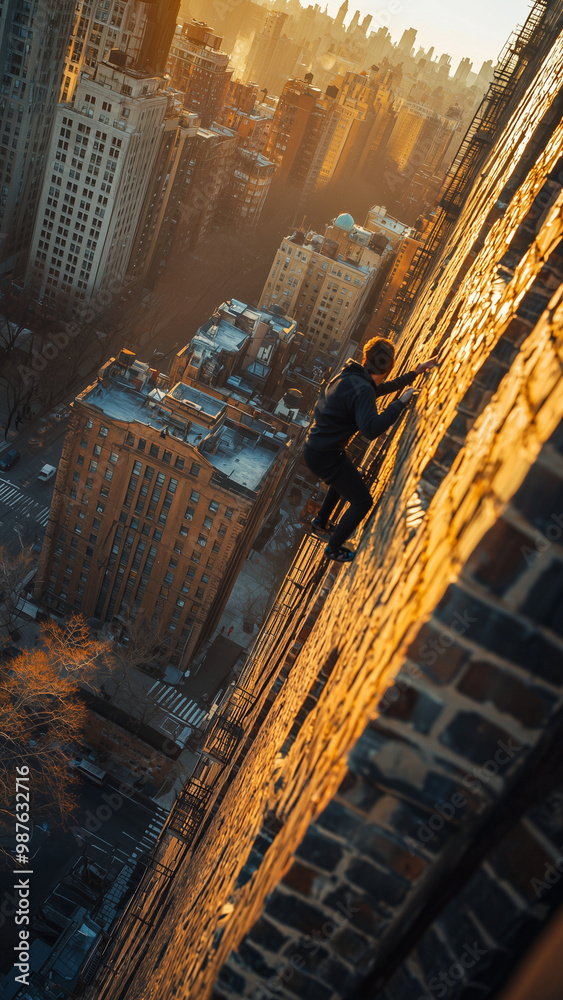 Building Climber - Phone Wallpaper, urban, climbing, cityscape, sunset ...
