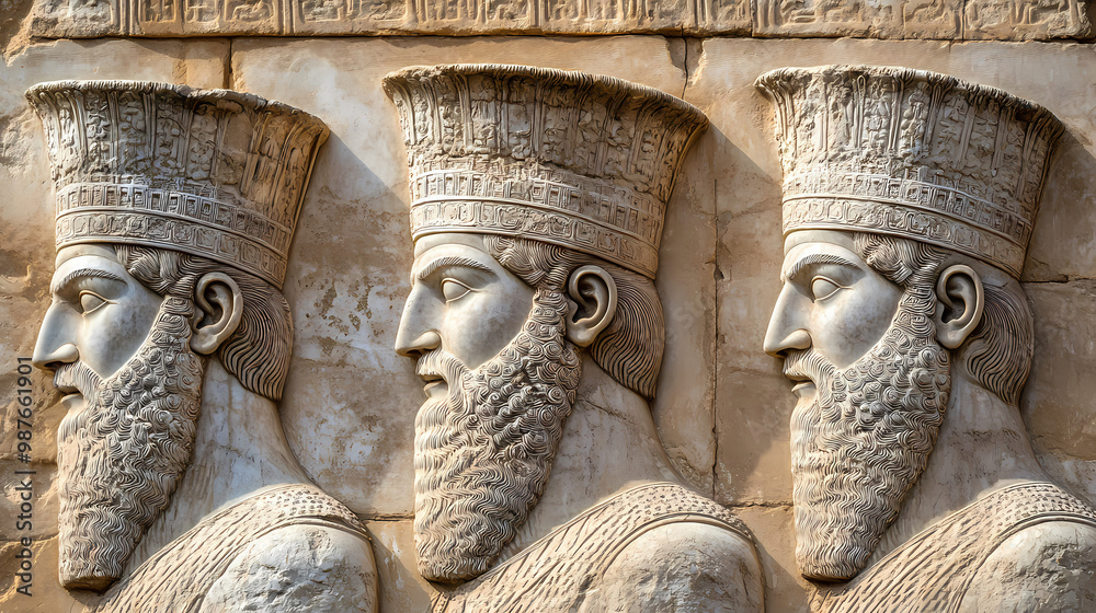 Sculptures and bas-reliefs of historical figures with artfully carved ...