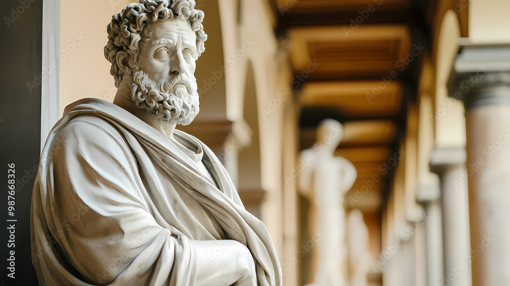Statue of sculptor andrea orcagna in uffizi gallery colonnade, florence ...