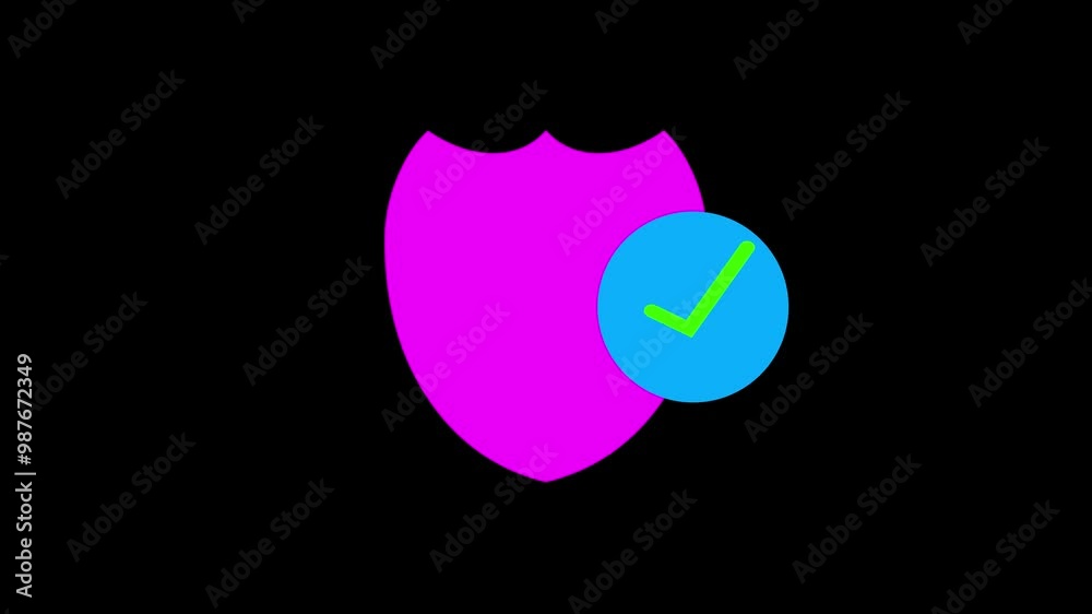 shield icon animation with check mark, tick mark verified icon, Success ...