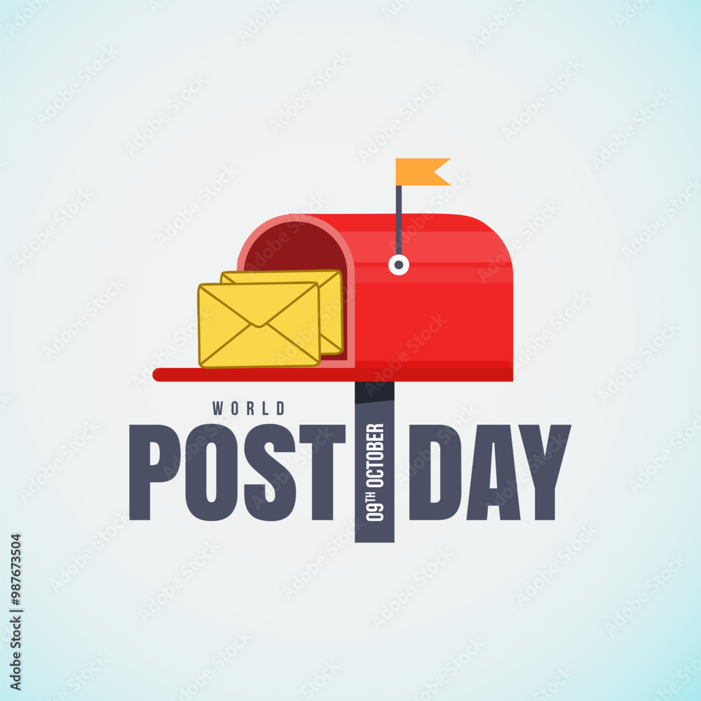 World Post Day concept logo creative design. post box with letter ...