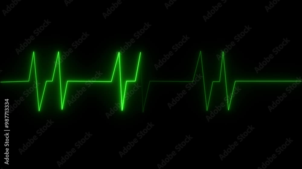 Neon heartbeat on black isolated background. 4k seamless loop animation ...