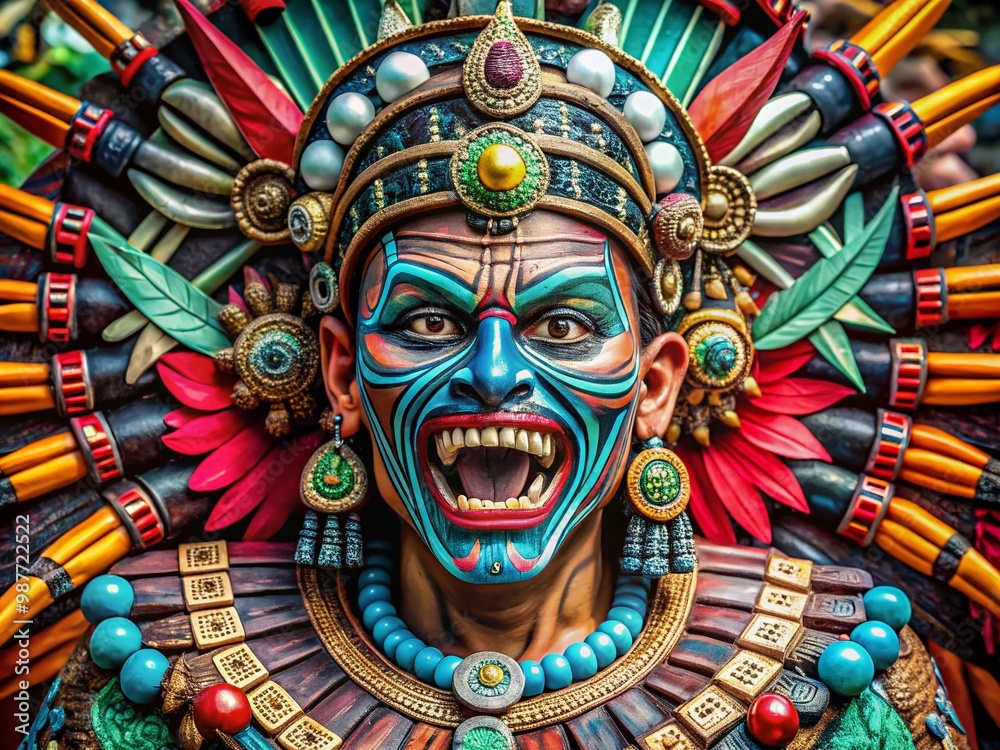 Mystical representation of Tezcatlipoca, the Aztec god of the night sky ...