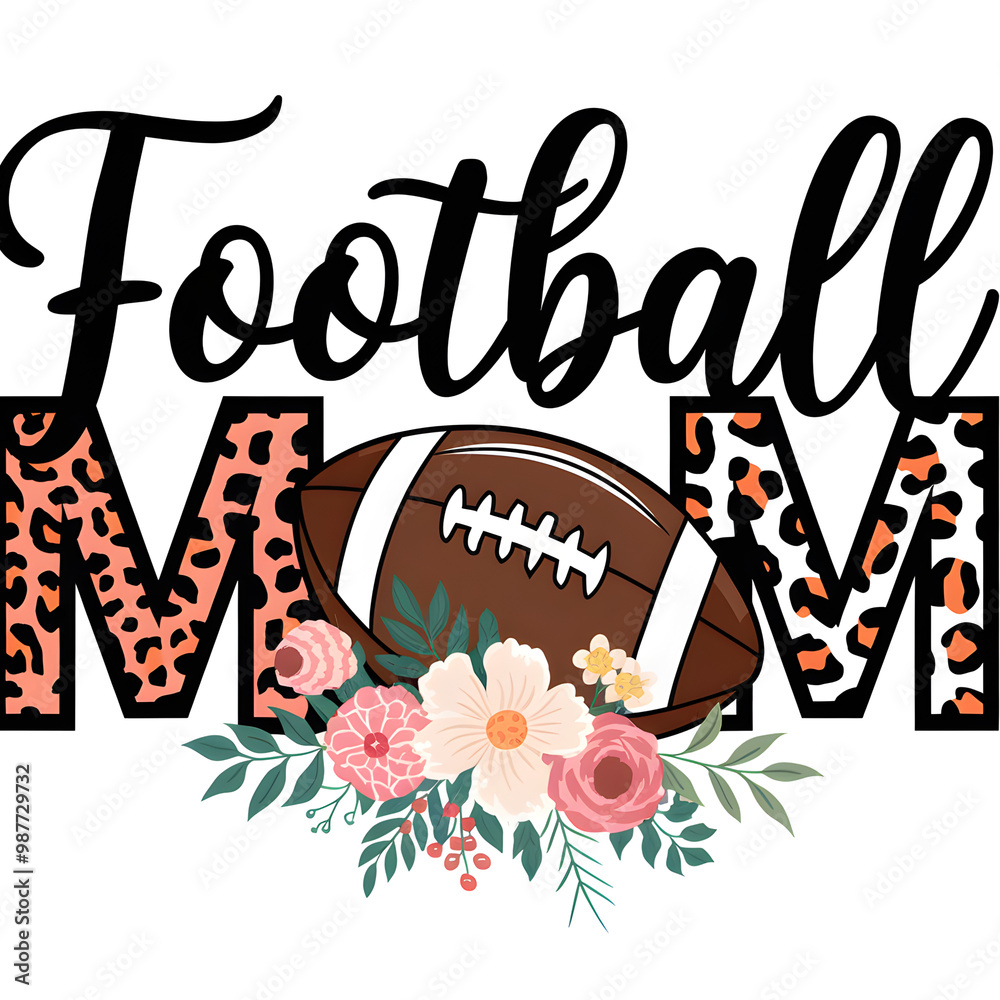 Football Mom Leopard Print for Mother's Day T-Shirt for Birthday ...