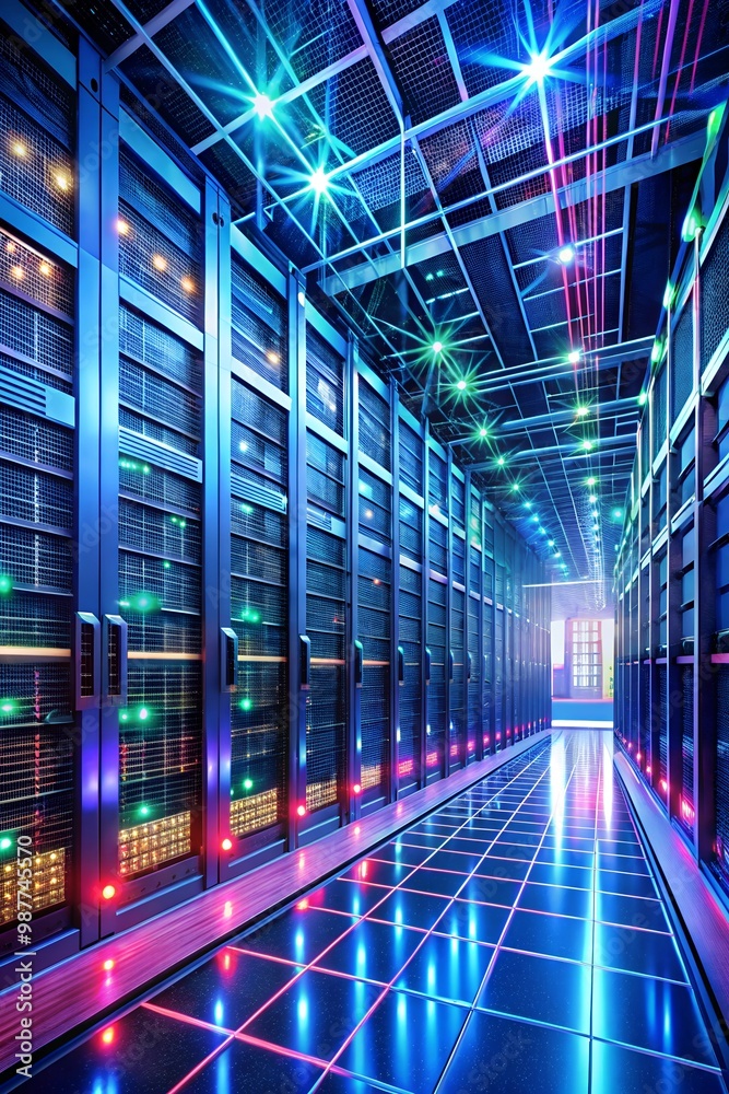 data center, server room, IT infrastructure, cloud computing, data ...