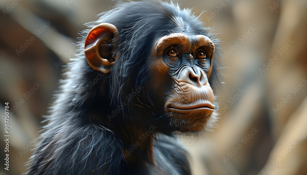 Upright Australopithecus afarensis Reconstruction Illustrating Hominid ...