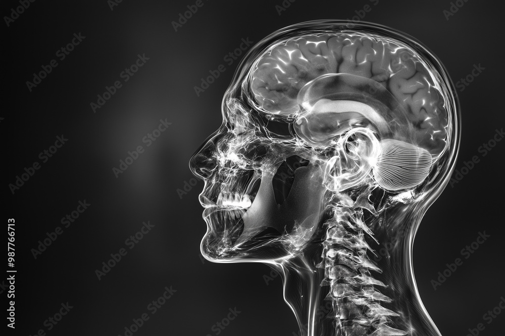 stylized X-ray scan for medical or mental concept; x ray view of a ...