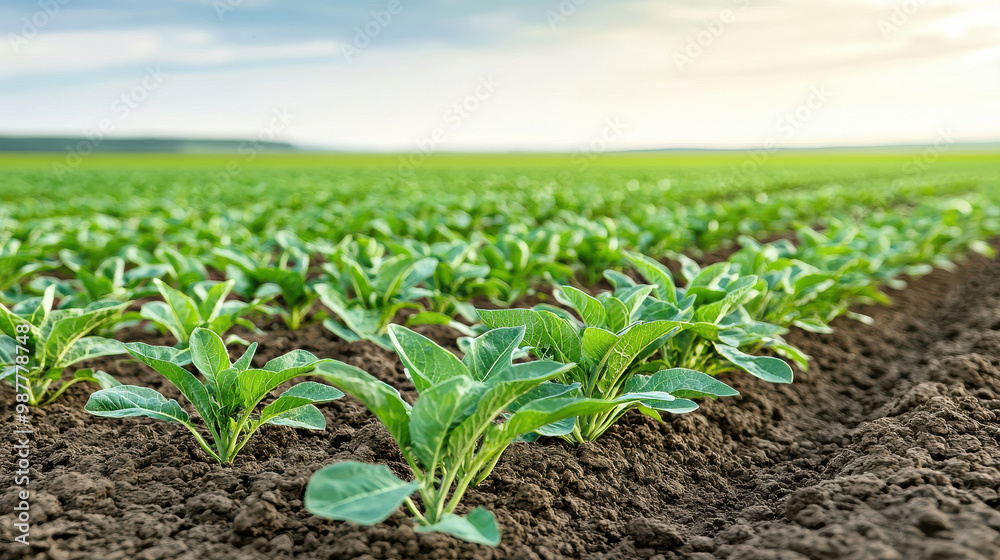 Lush green crops thrive in organic, pesticide free farm, showcasing ...