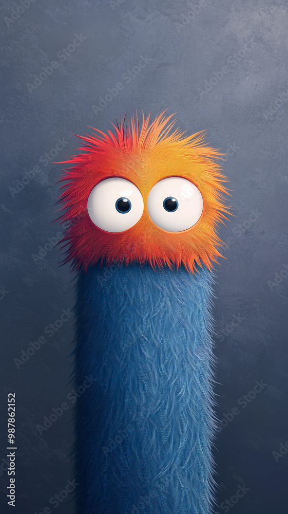 Vibrant furry cartoon character with bright orange and blue fur ...