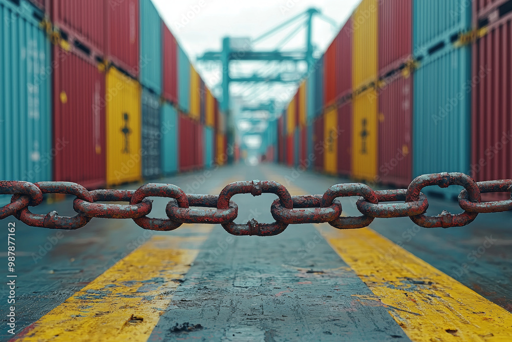 A broken chain blocking shipping container creates striking visual in ...