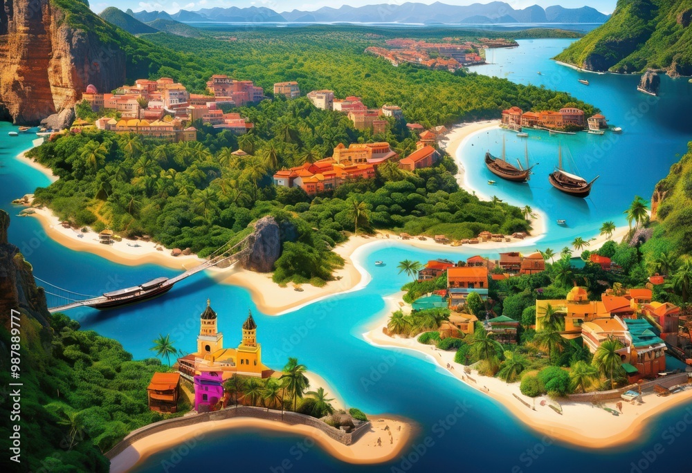 vibrant interactive travel itinerary design featuring colorful map ...