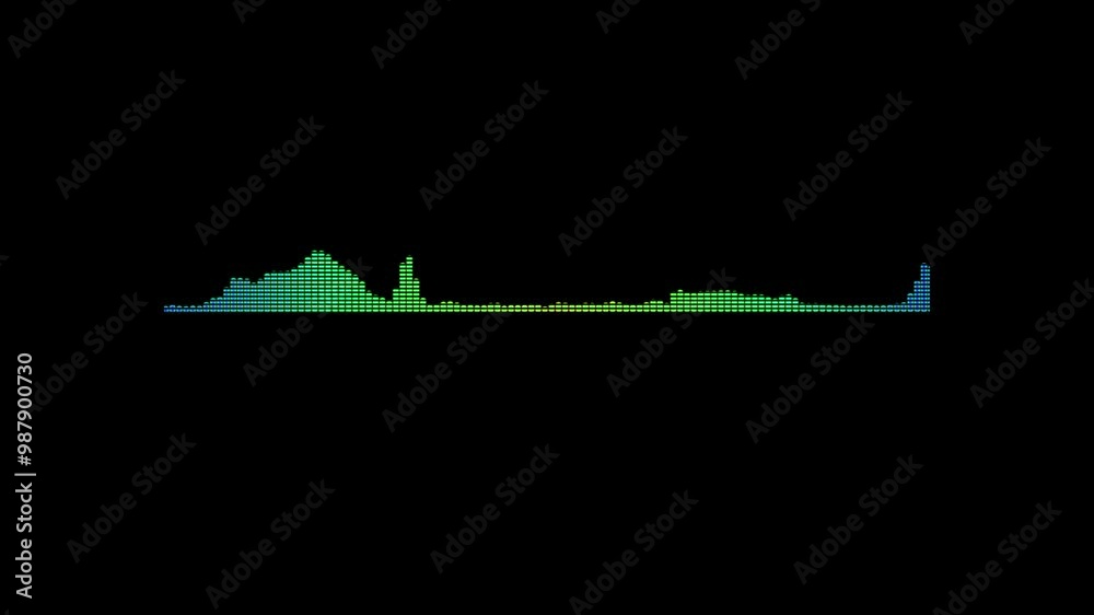 Various horizontal audio waveform spectrum animation. Alpha channel ...