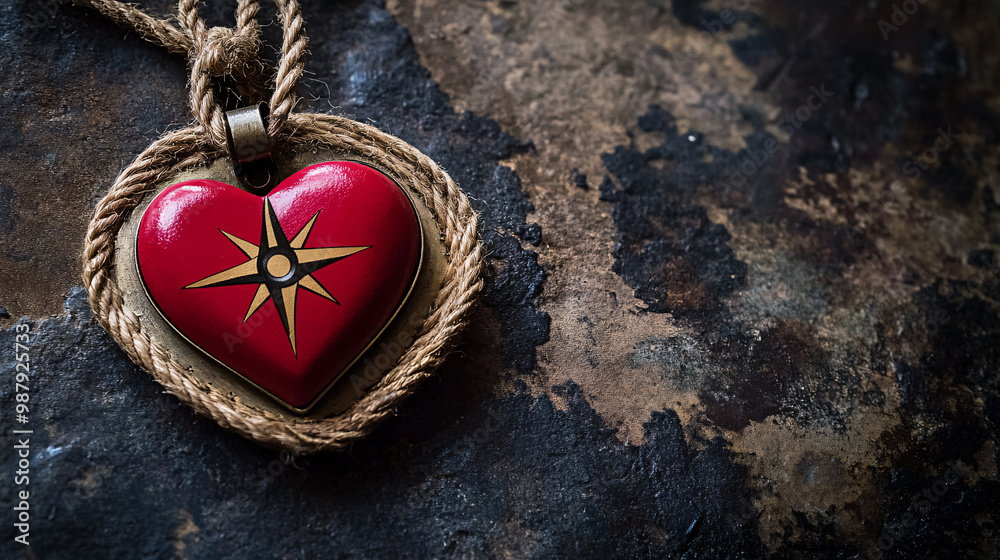 Heart. Human heart as a compass guiding through darkness. Dark ...