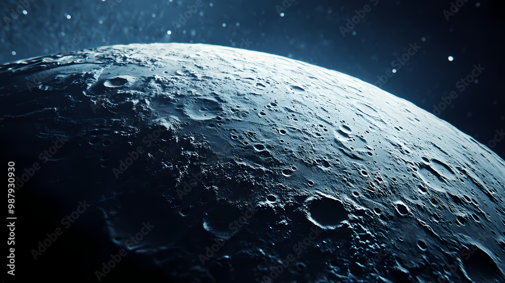The delicate texture and shadows on the lunar surface show the ...