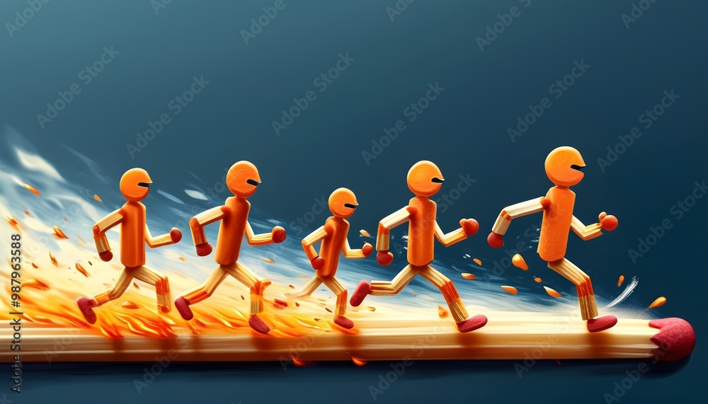 Dynamic illustration of stick figures capturing the phases of a running ...