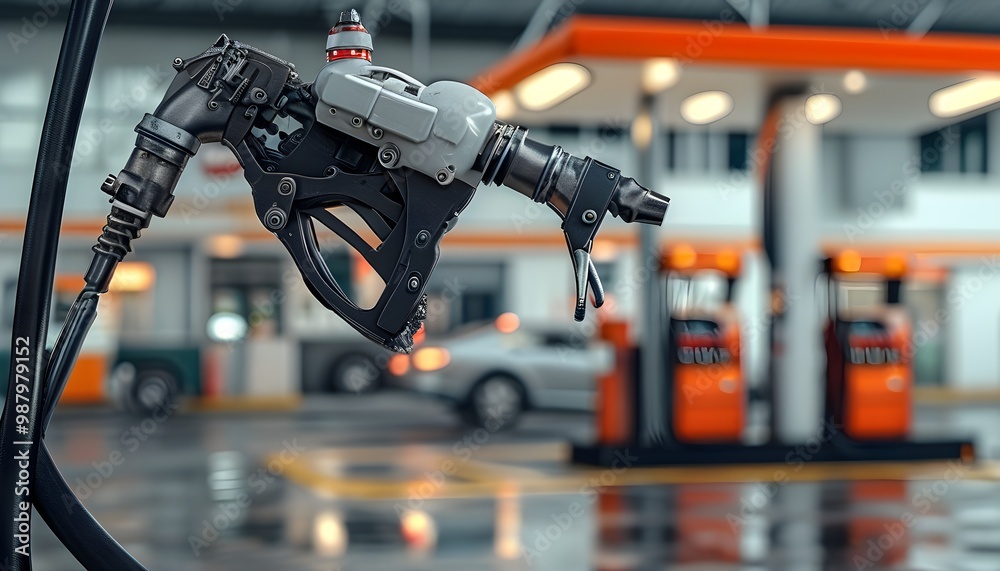 Contemporary gas station showcased in stunning close-up photography ...