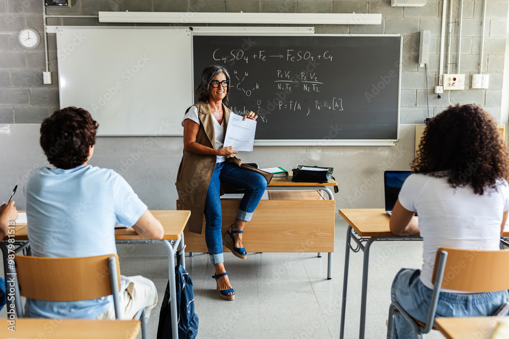Young group of gen z students attending class at high school. Young ...